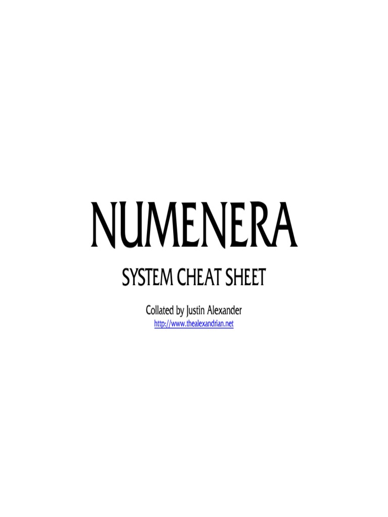 Numenera Cheat Sheet Final PDF | PDF | Electric Shock | Lighting