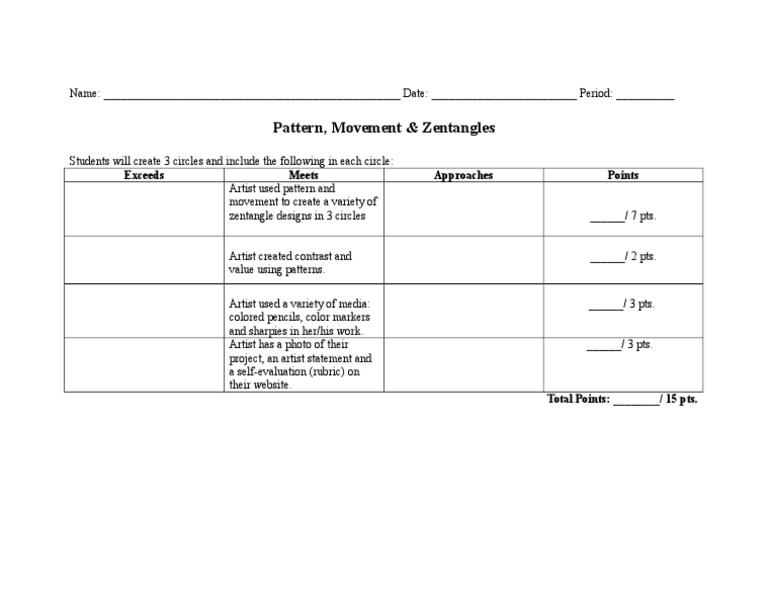 Circle Zentangles Rubric | PDF