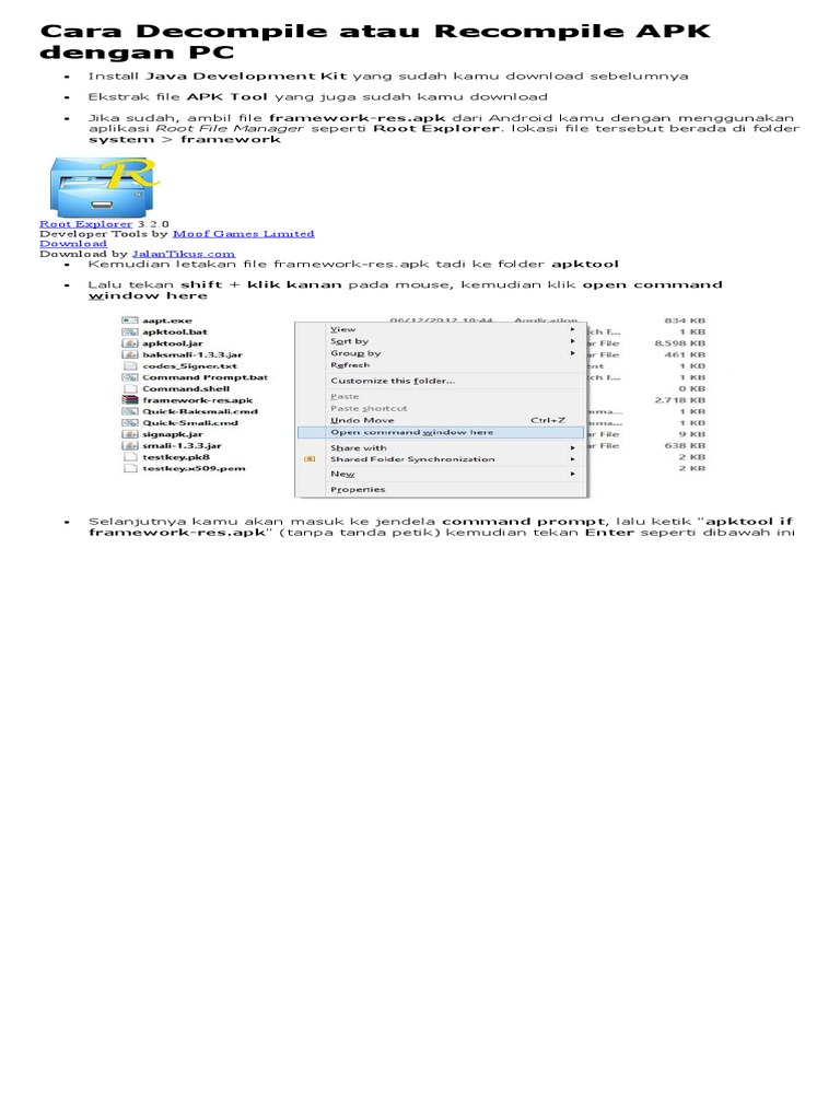 Cara Decompile Atau Recompile APK Dengan PC | PDF