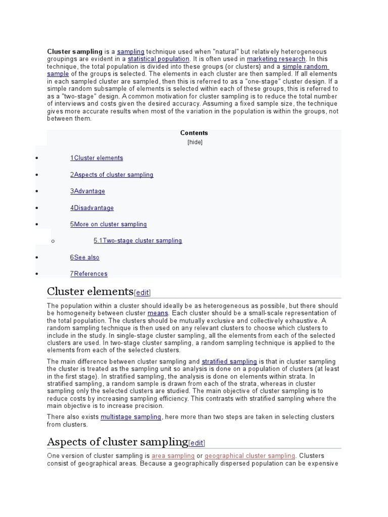 Cluster Sampling | PDF | Sampling (Statistics) | Probability And Statistics