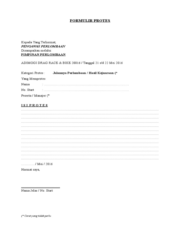 Formulir Protes | PDF