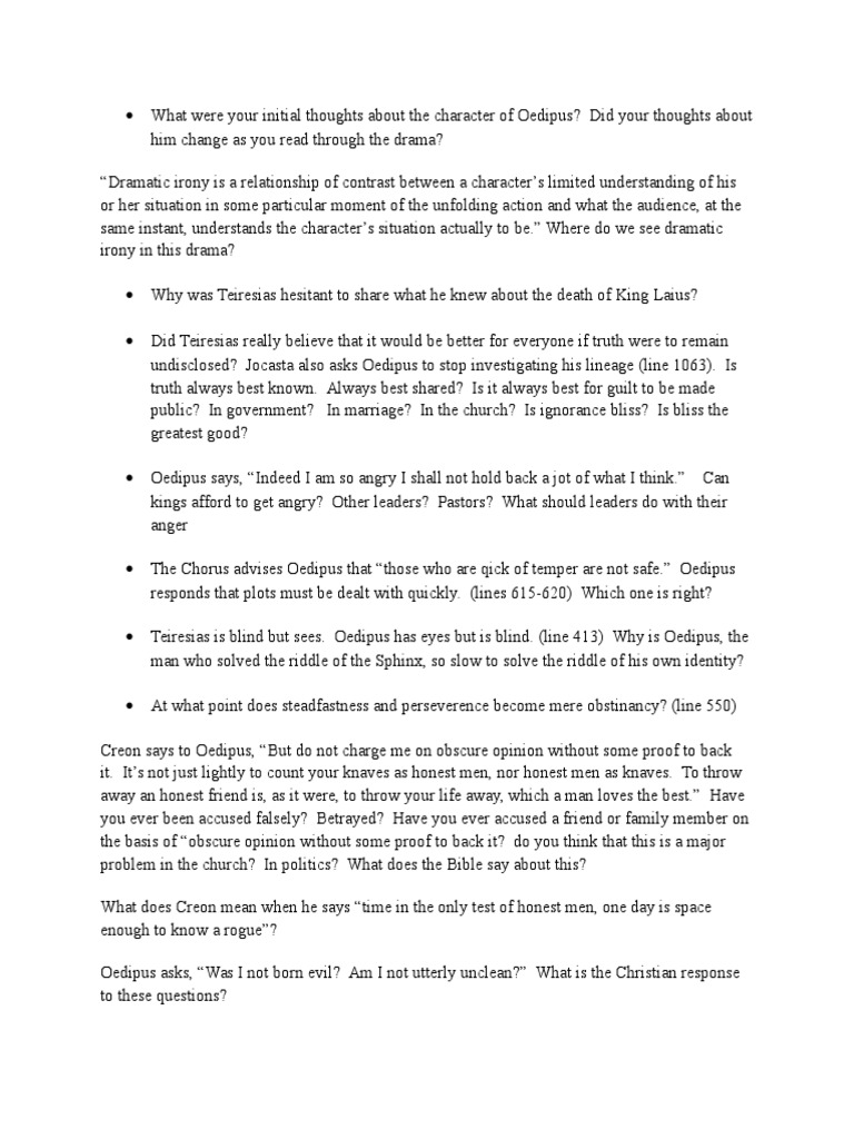 Oedipus: Dramatic Irony & Leadership | PDF | Oedipus | Tragedy