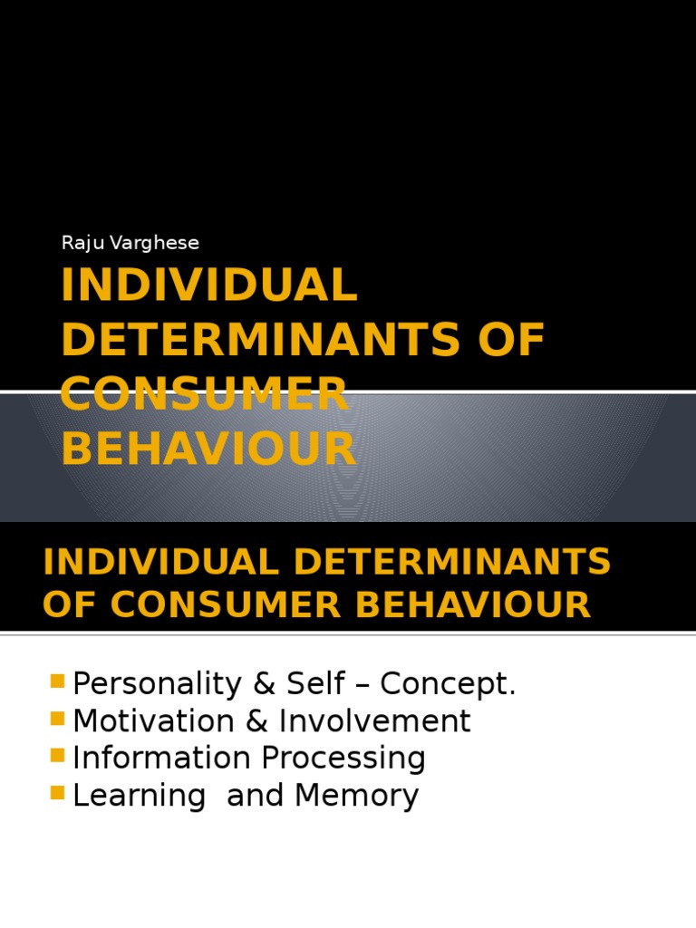 Individual Determinants of Consumer Behavior | PDF