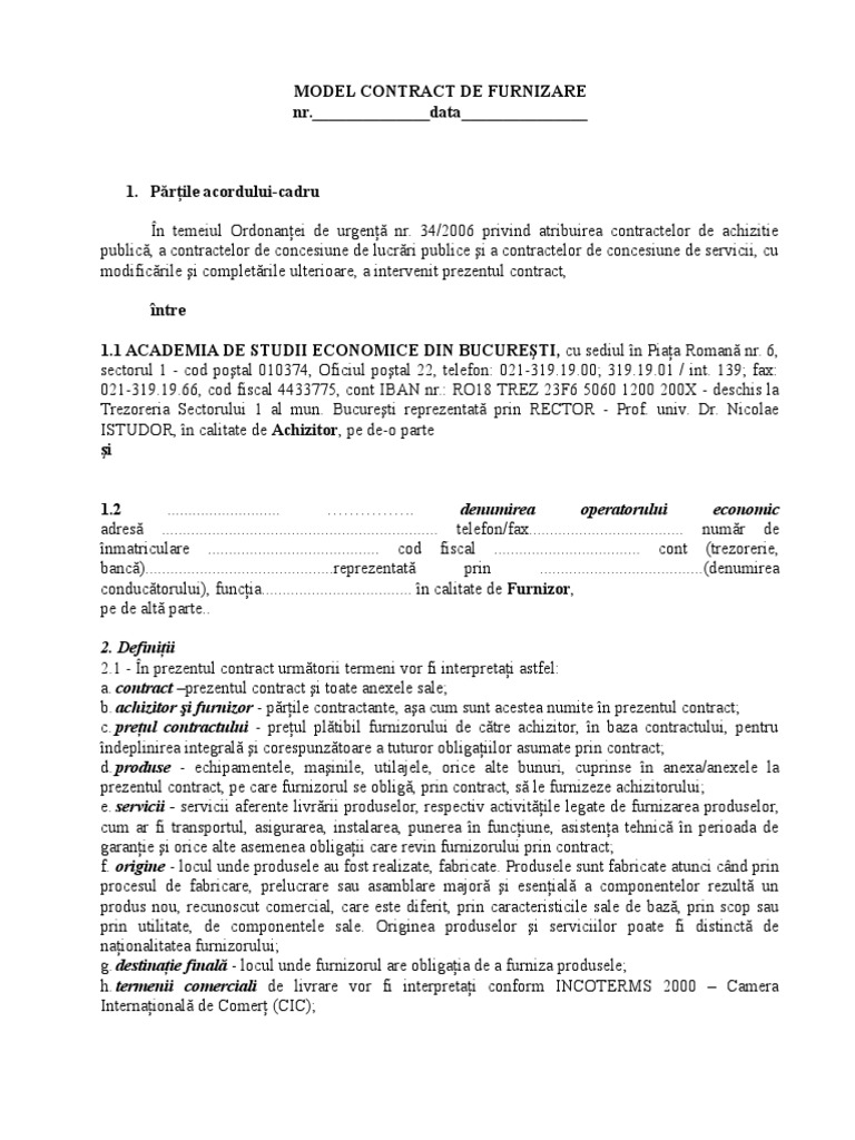 Model Contract Furnizare Materiale de Constructii | PDF