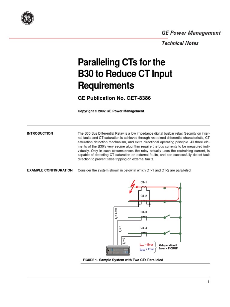 GE - Paralleling CT's For B30 | PDF | Relay | Ct Scan