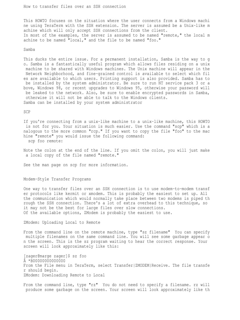 Zmodem | PDF | File Transfer Protocol | Secure Shell