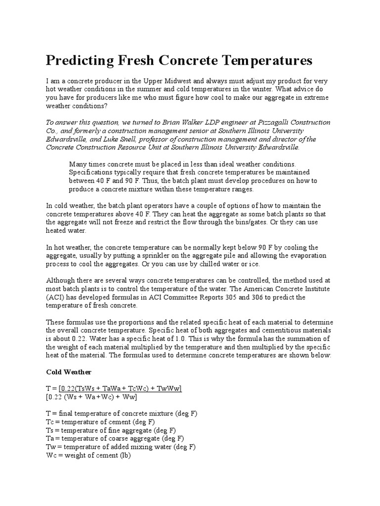 Predicting Fresh Concrete Temperatures | PDF | Construction Aggregate ...