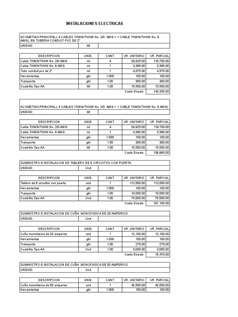Apu Electricos (Adicionales) Carcel de Ternera | PDF | El hombre hace Materiales | Construyendo ...