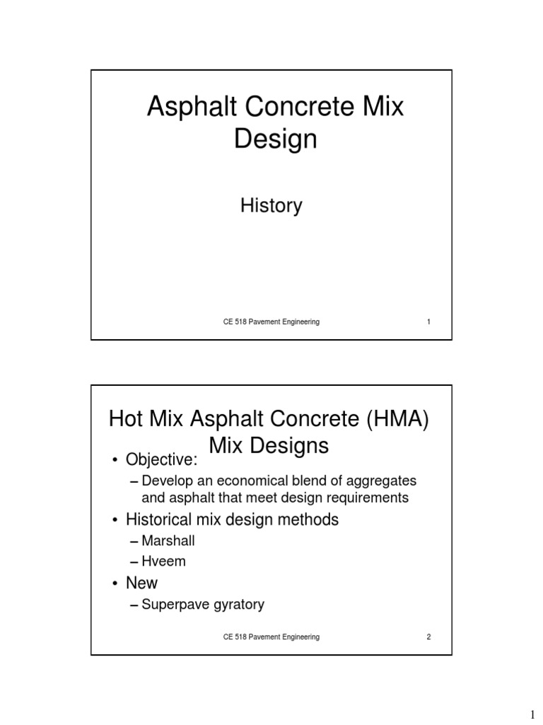 Hot Mix Asphalt Concrete (HMA) Mix Designs | PDF | Road Surface | Concrete