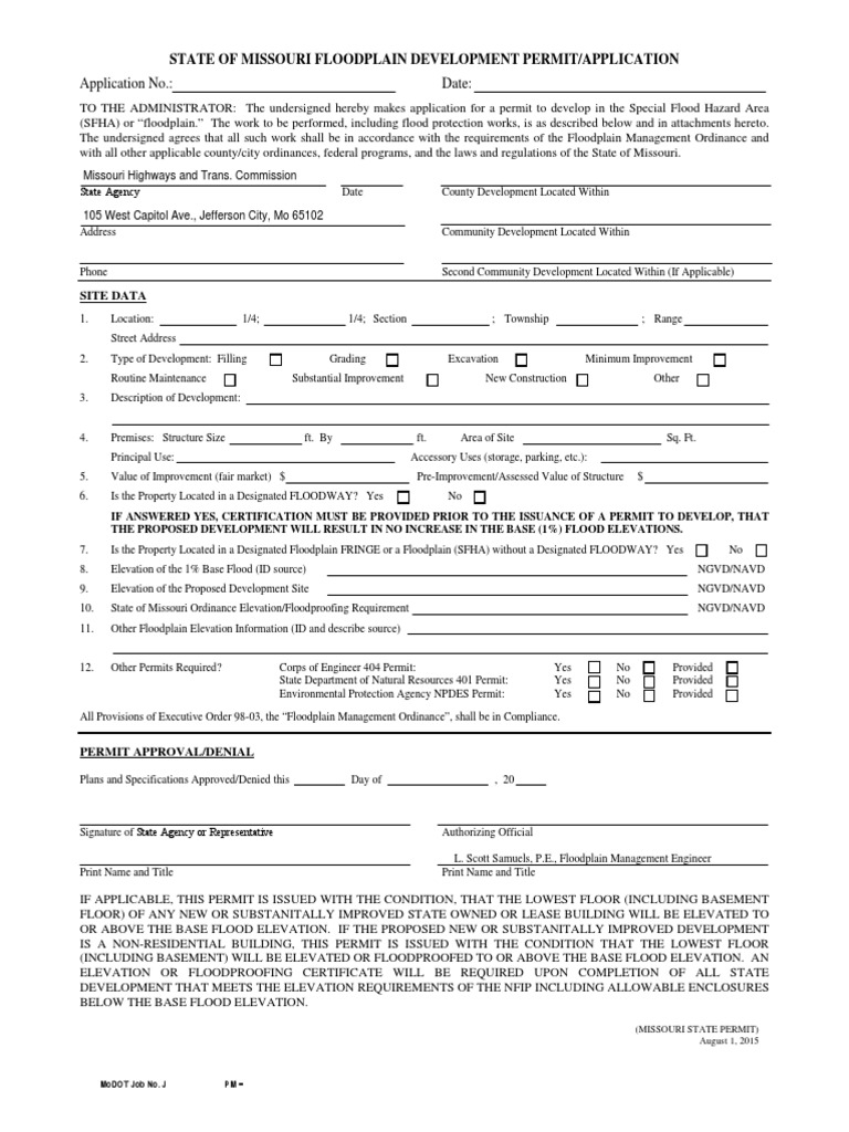 101 Floodplain Development Permit Application Oct 2015 | PDF ...