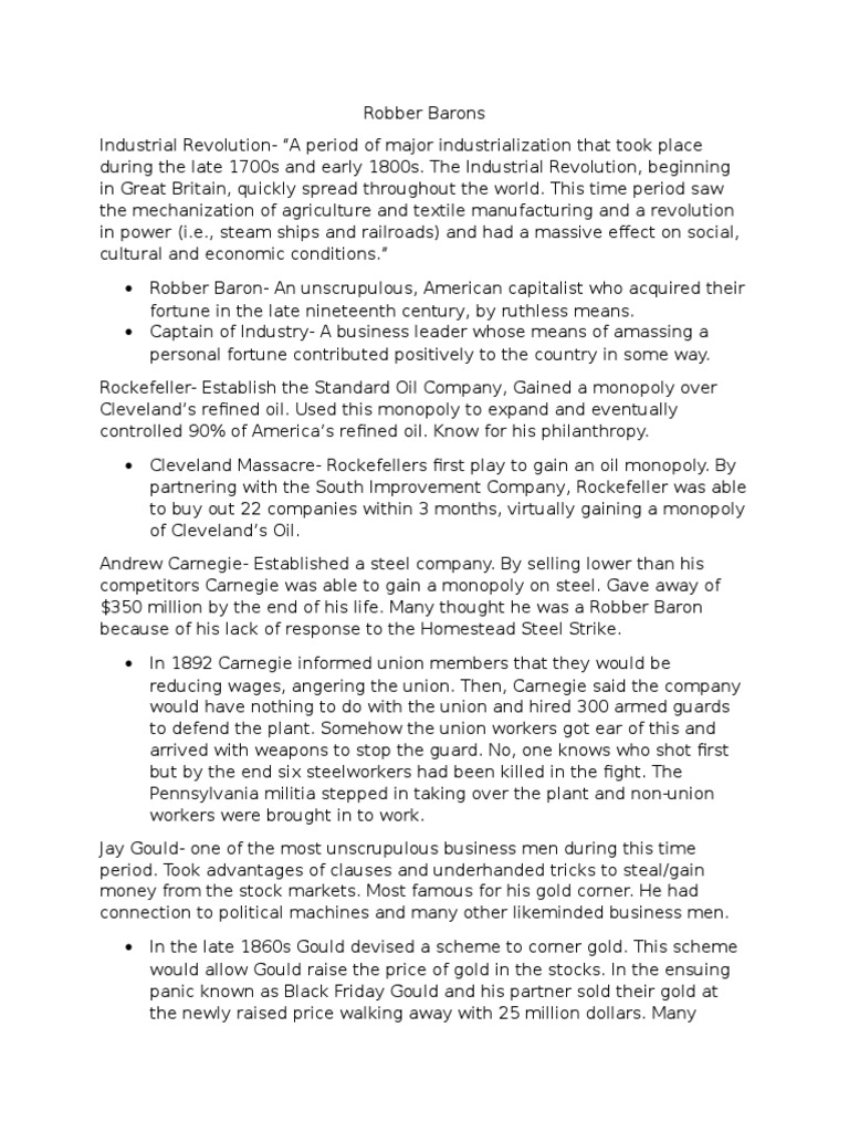 Robber Barons | PDF | John D. Rockefeller | Andrew Carnegie