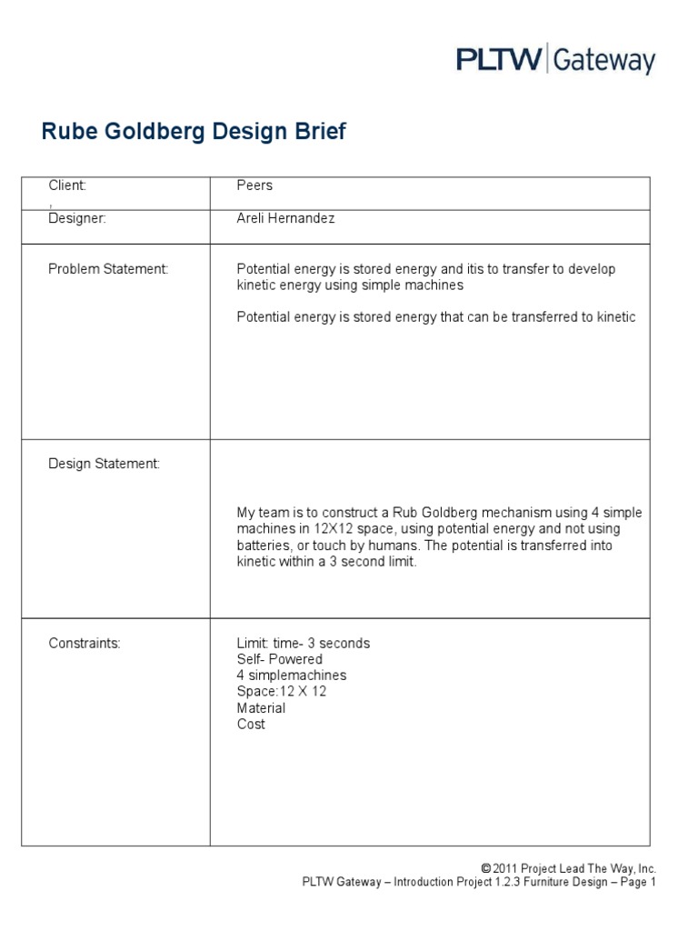 Rube Goldberg 3 Sketches Areli Hernandez | PDF