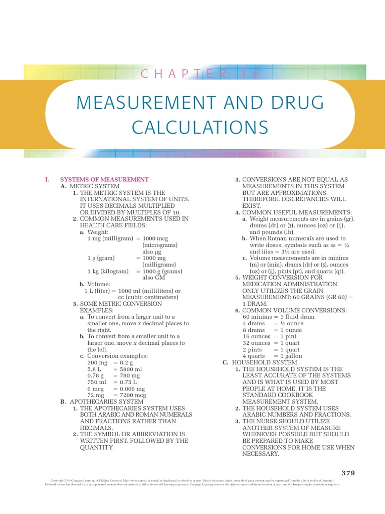 Drug Calculations | Grain (Unit) | Dose (Biochemistry)