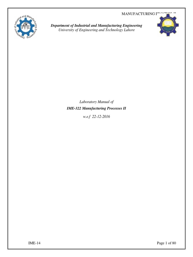 Lab Manual Manufacturing Proccesses II | PDF | Welding | Construction