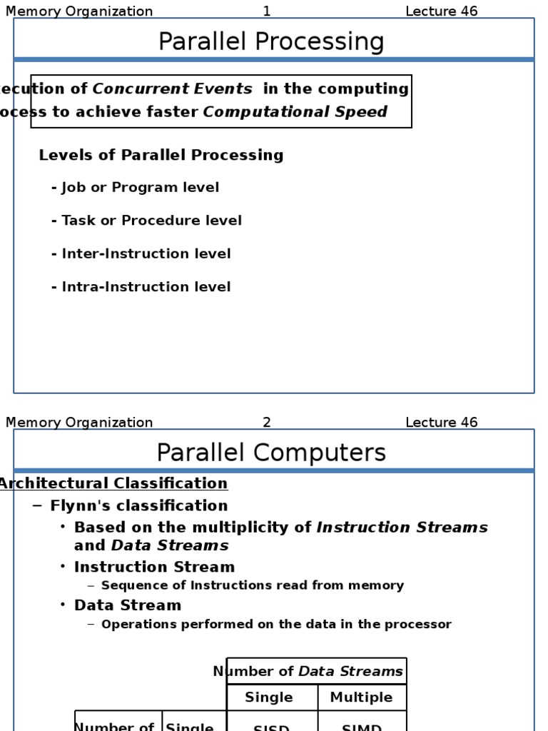 Parallel Processing: Execution of Concurrent Events in The Computing ...