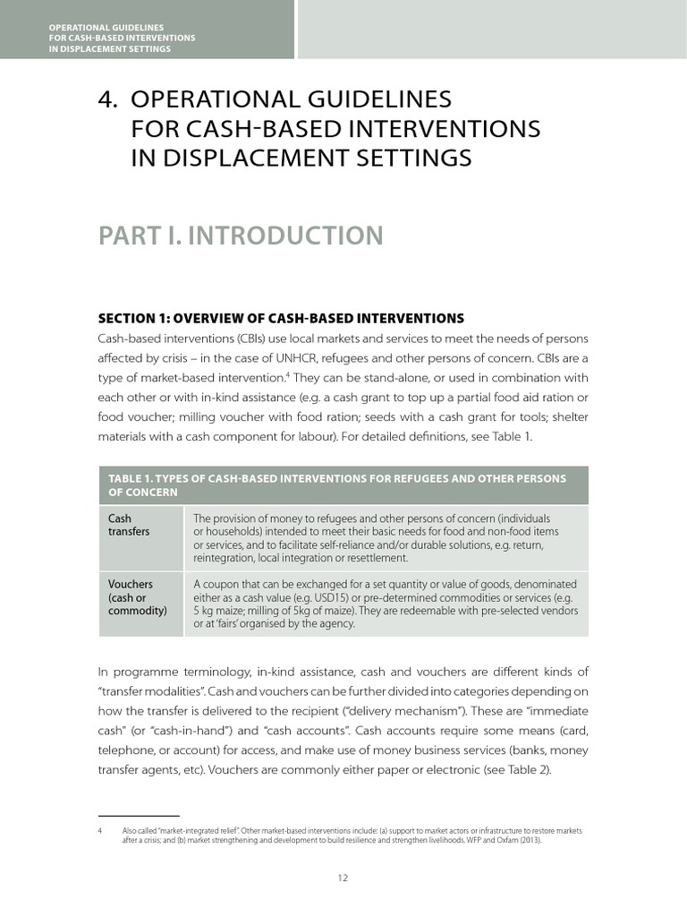 Operational Guidelines For Cash-Based Interventions in Displacement ...