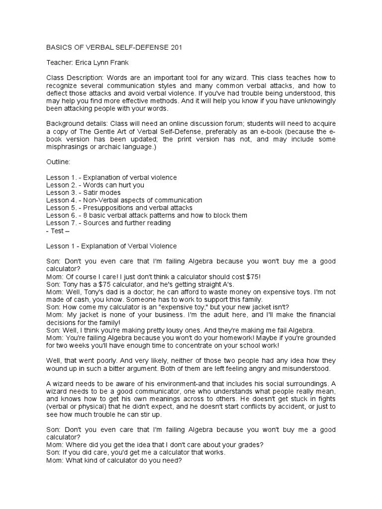 Basics of Verbal Self Defense | PDF | Nonverbal Communication