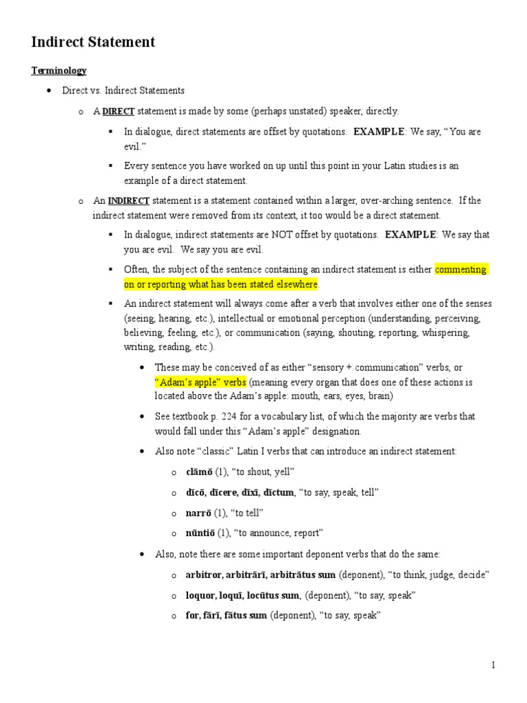 Rules for Latin Indirect Statement | PDF | Verb | Linguistic Morphology
