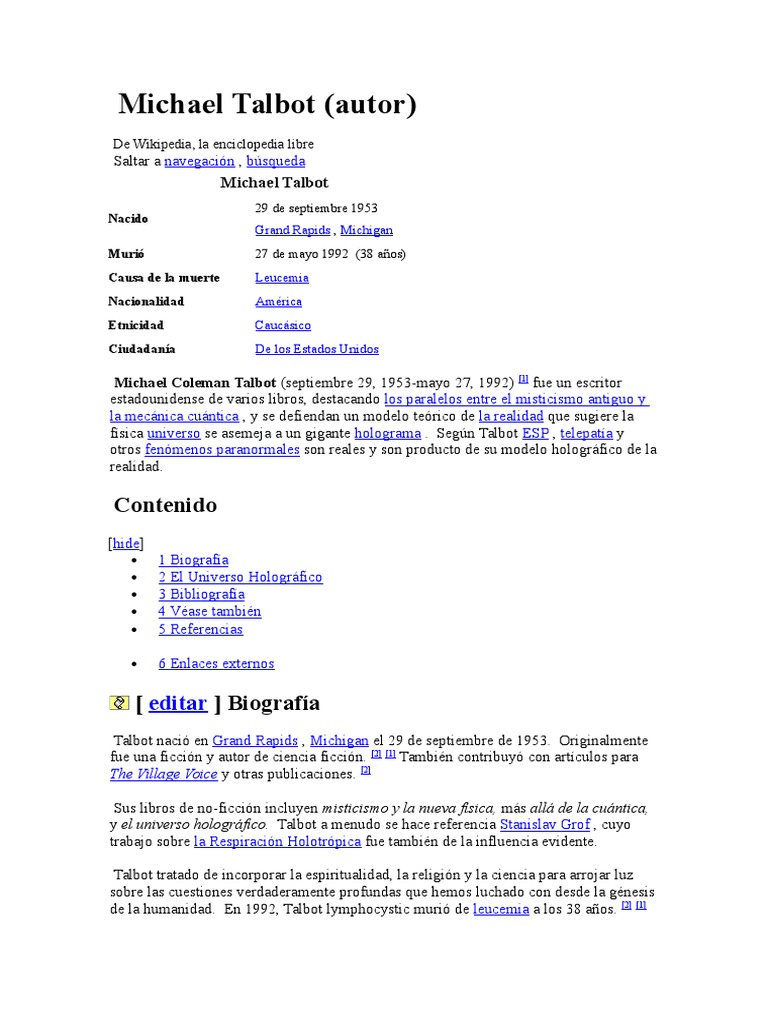 Michael Talbot | PDF | Science | Física
