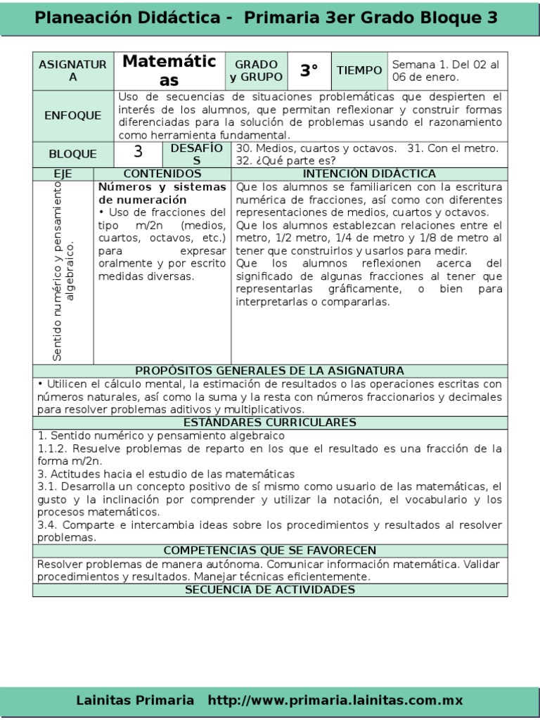 Plan 3er Grado - Bloque 3 Matemáticas (2016-2017) | PDF | Sustracción ...