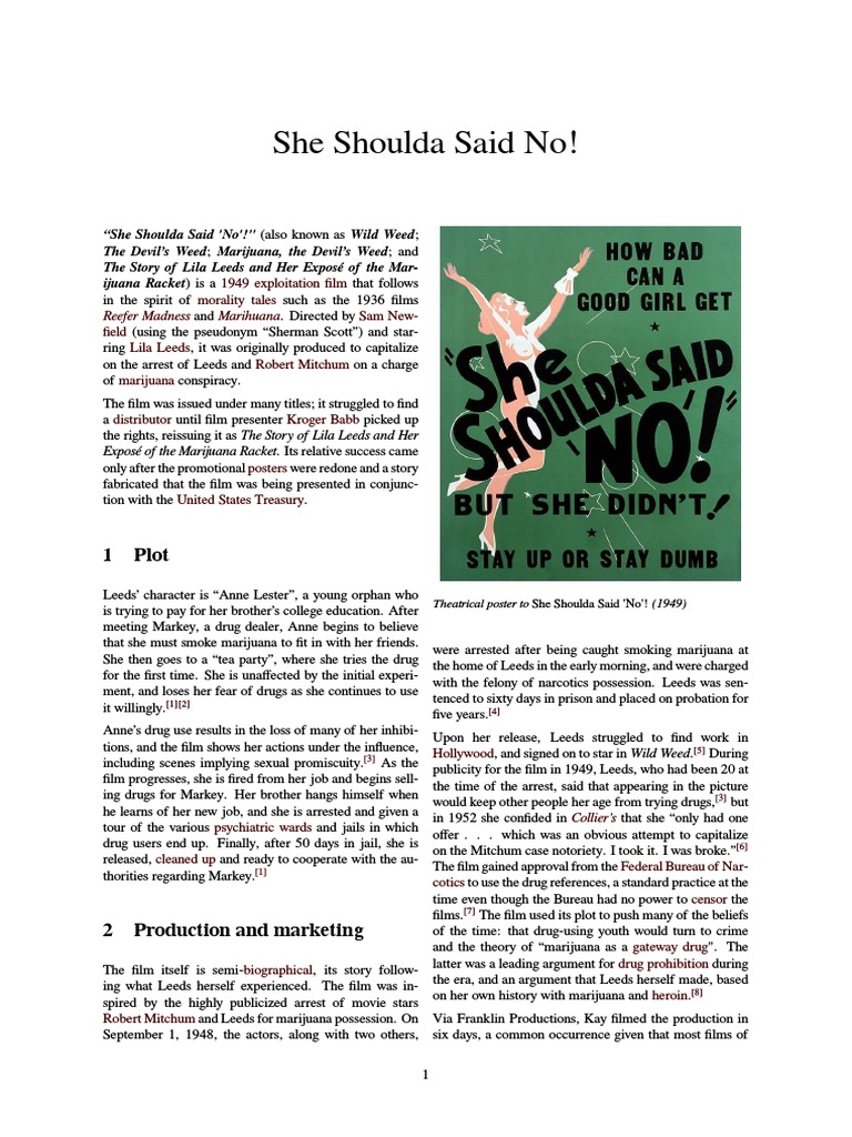 She Shoulda Said No! | PDF | Crime Thriller | Leisure