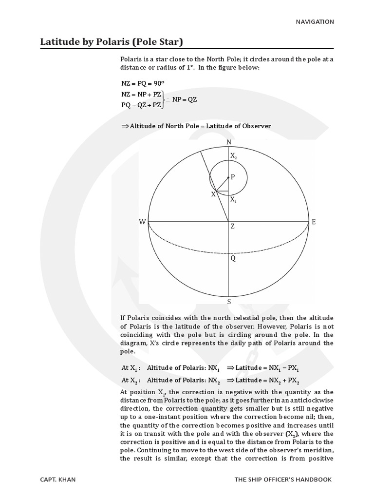 20. Latitude by Polaris Pole Star | Latitude | Azimuth