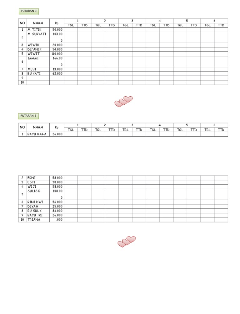 Contoh Form Arisan | PDF