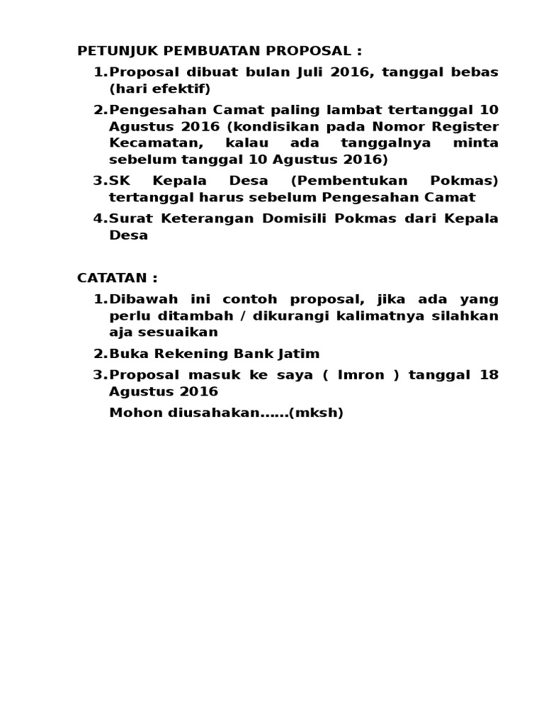 Contoh Proposal Pokmas | PDF