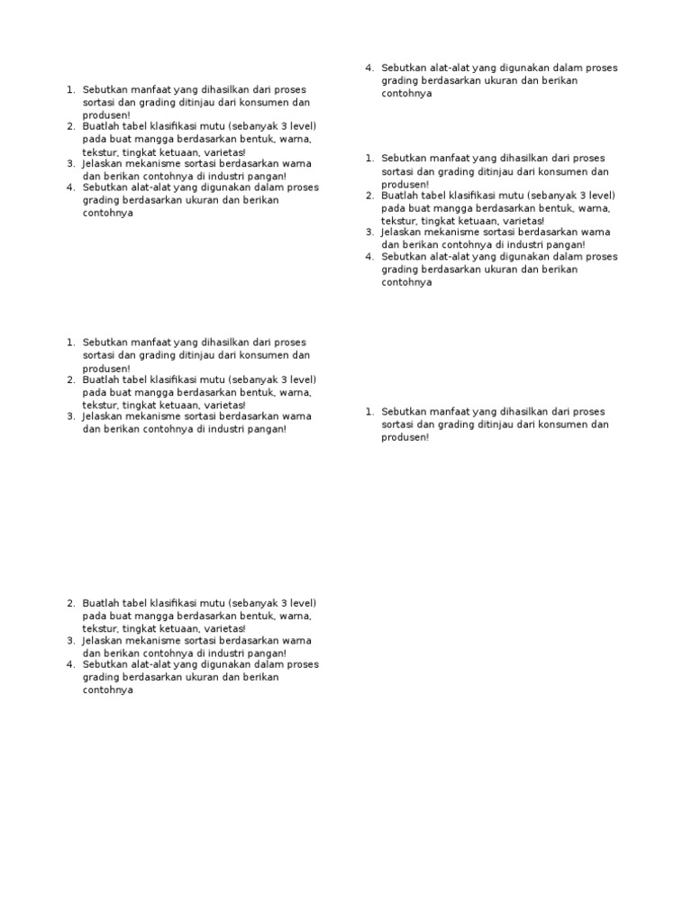 Contoh Soal Sortasi Dan Grading | PDF