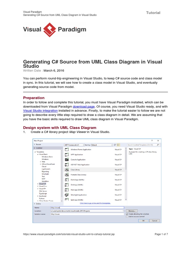 Visual Studio Um L To C Sharp Tutorial | PDF | Microsoft Visual Studio ...