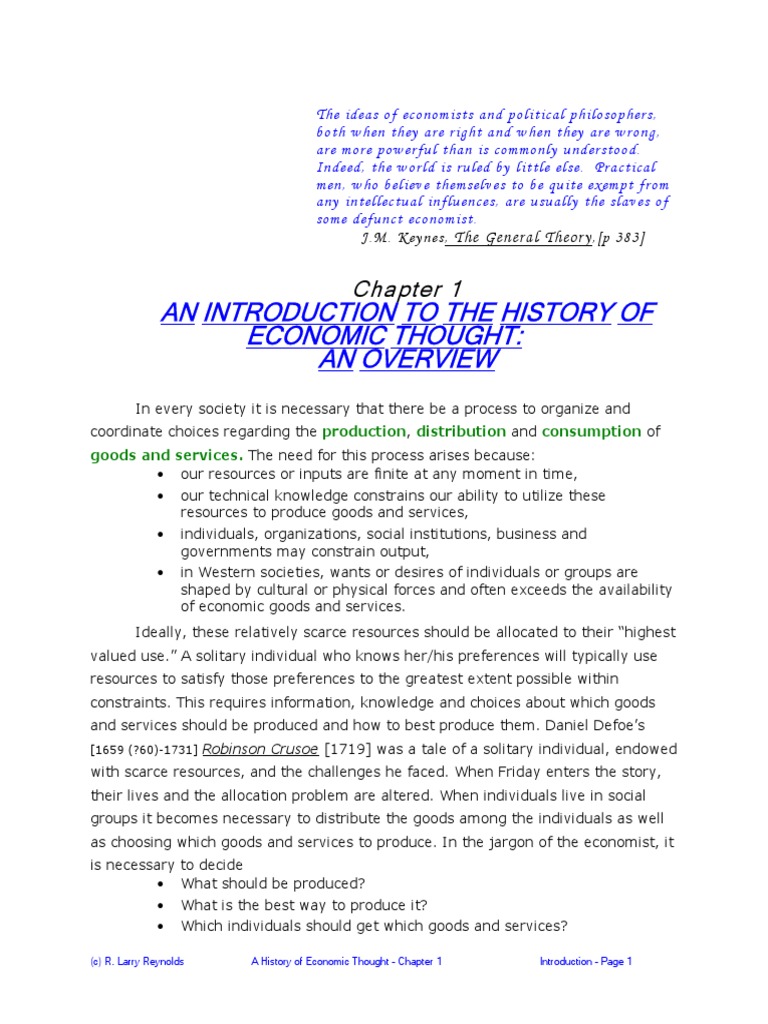 An Introduction To The History of Economic Thought: An Overview | PDF ...