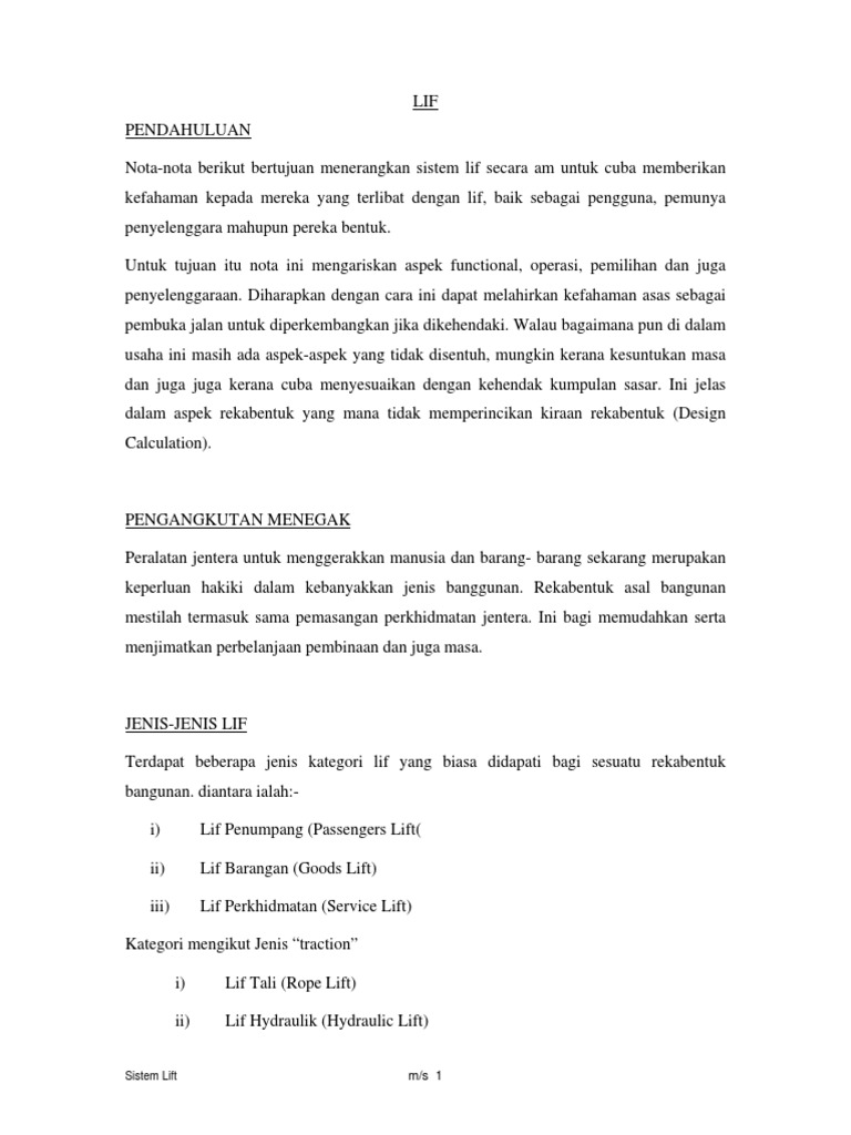 Sistem Lif | PDF