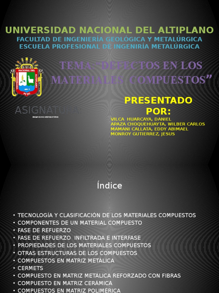 Defectos en Materiales Compuestos | PDF | Material compuesto | El ...