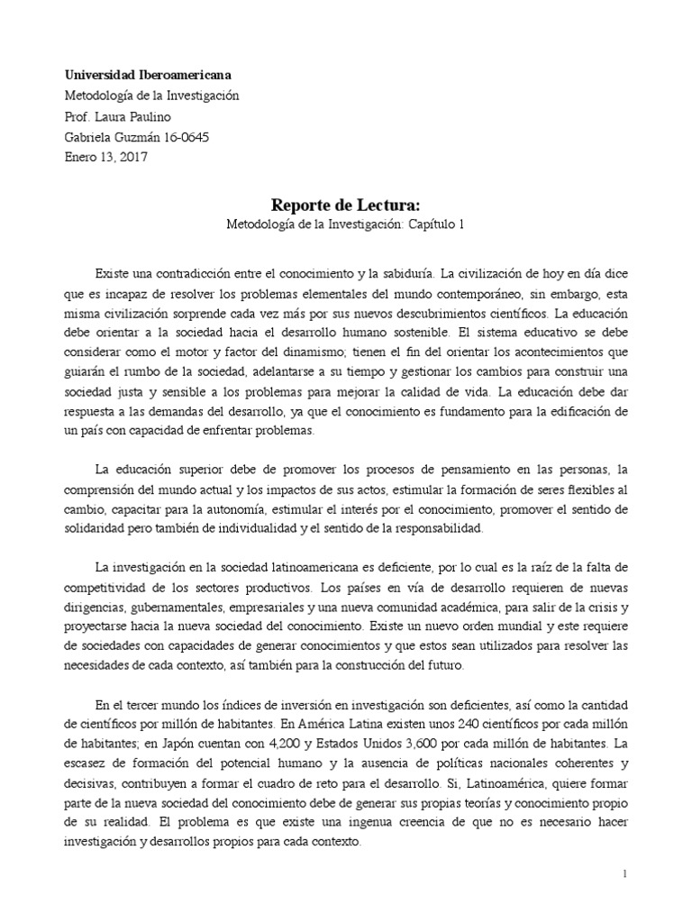 Reporte de Lectura:: Universidad Iberoamericana | Conocimiento | Sociedad