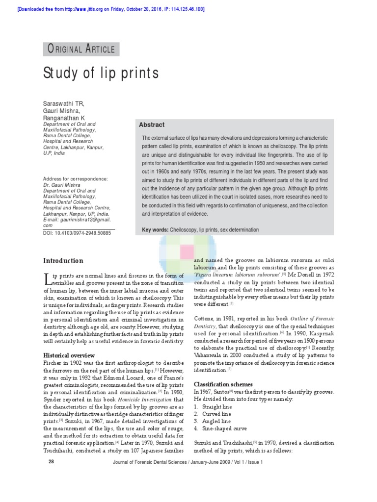 3. Study of Lip Prints | Forensic Science | Lip