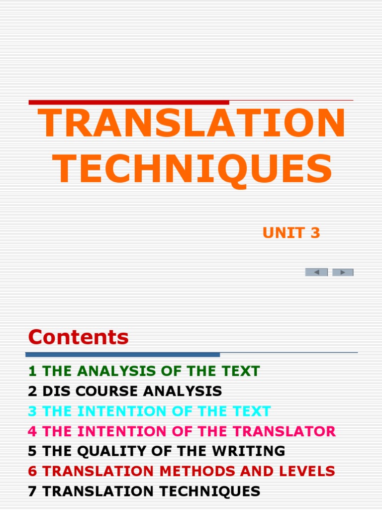 Translation Techniques (1) | Translations | Semantics