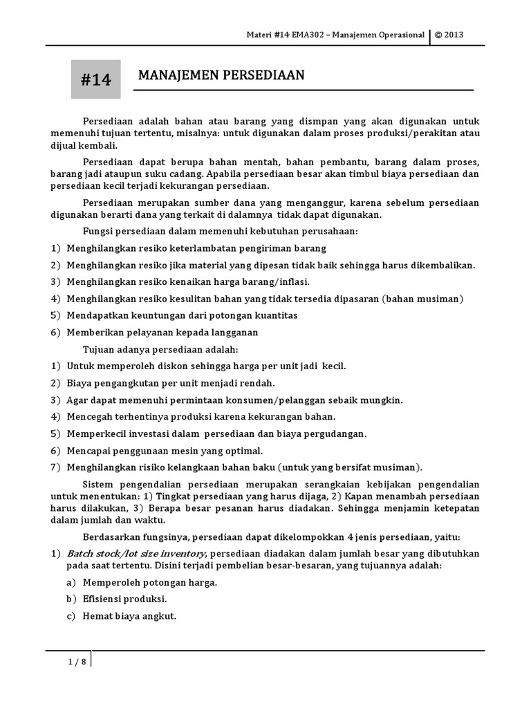 EMA302 14 Manajemen Persediaan | PDF