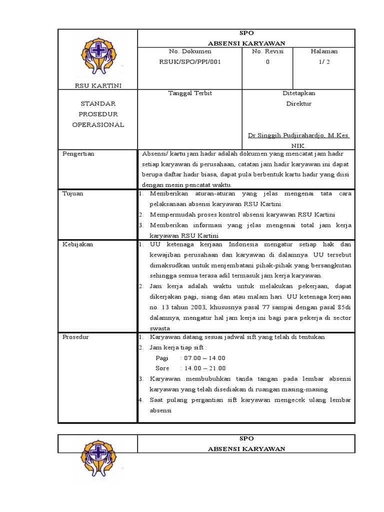 Sop Absensi Karyawan | PDF
