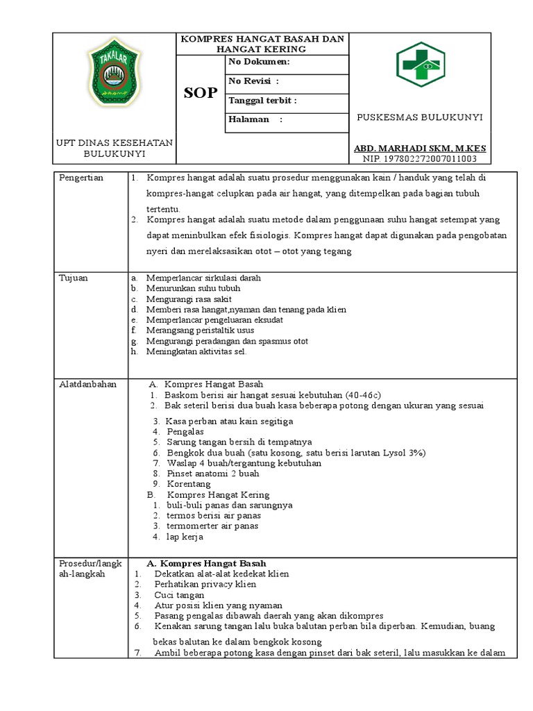 Sop Kompres Hangat Basah Dan Hangat Kering | PDF