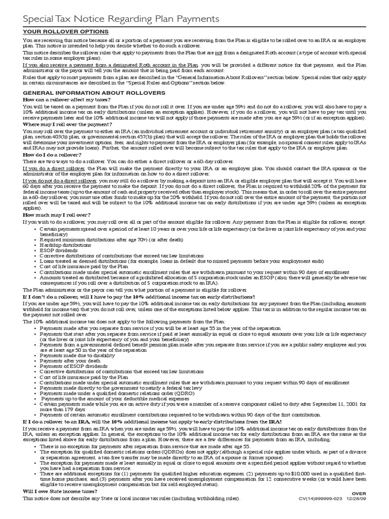 Special Tax Notice - 999999023 | Download Free PDF | Individual ...