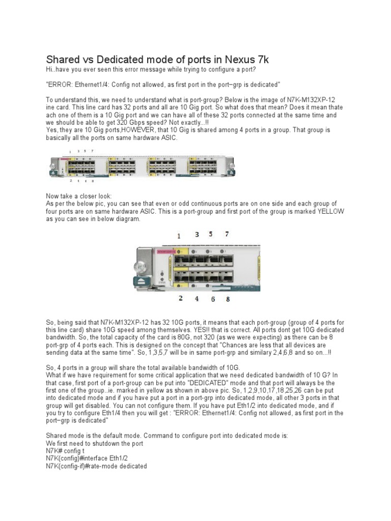 Nexus 7k Port Modes: Shared vs Dedicated | PDF