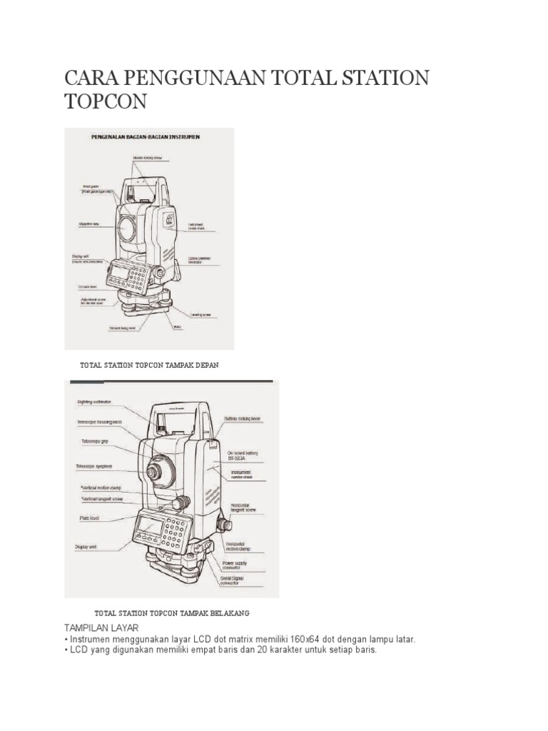 Panduan Penggunaan Total Station Topcon | PDF