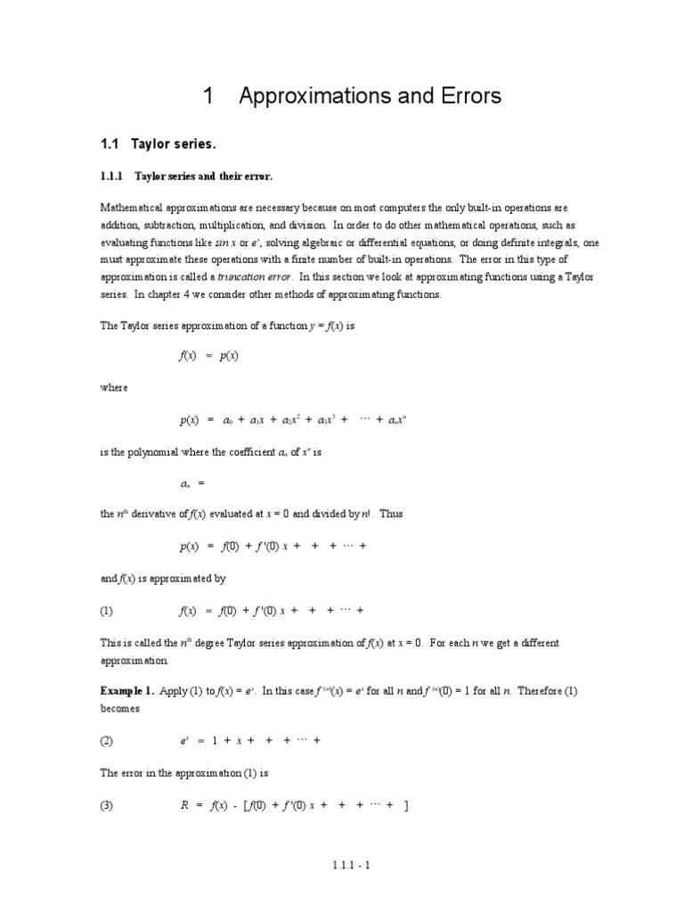 1.1 Taylor Series Approximations