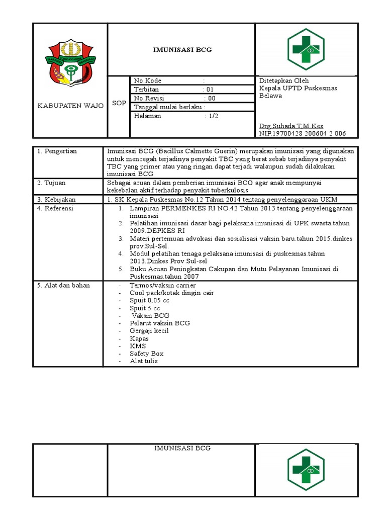 Sop Imunisasi Lengkap (Repaired) | PDF