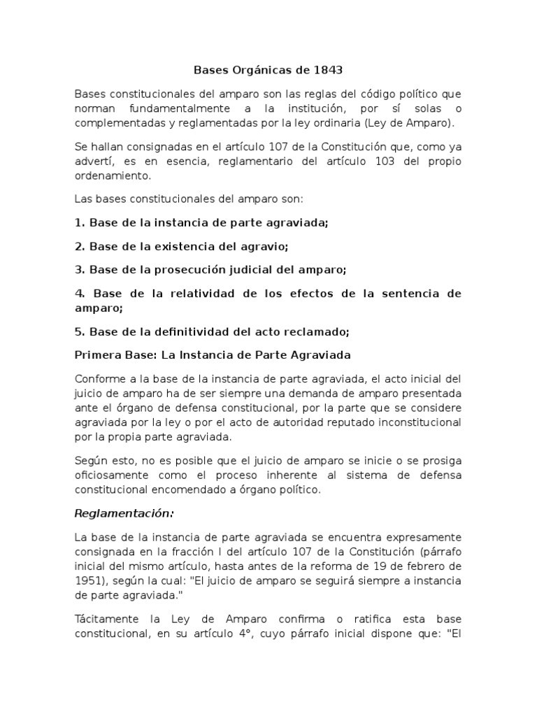 Bases Orgánicas de 1843 Clase | PDF | Caso de ley | Constitución