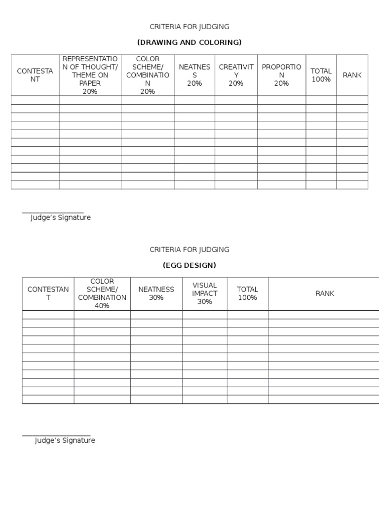Criteria For Judging | PDF