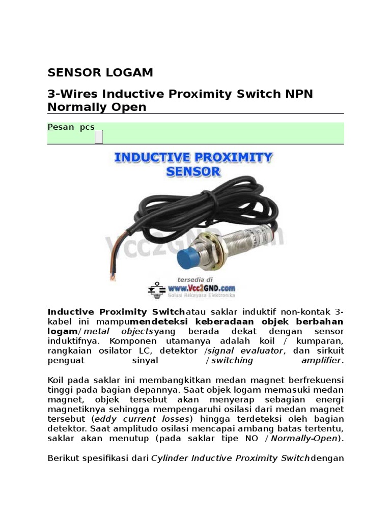 Spesifikasi Sensor Logam | PDF