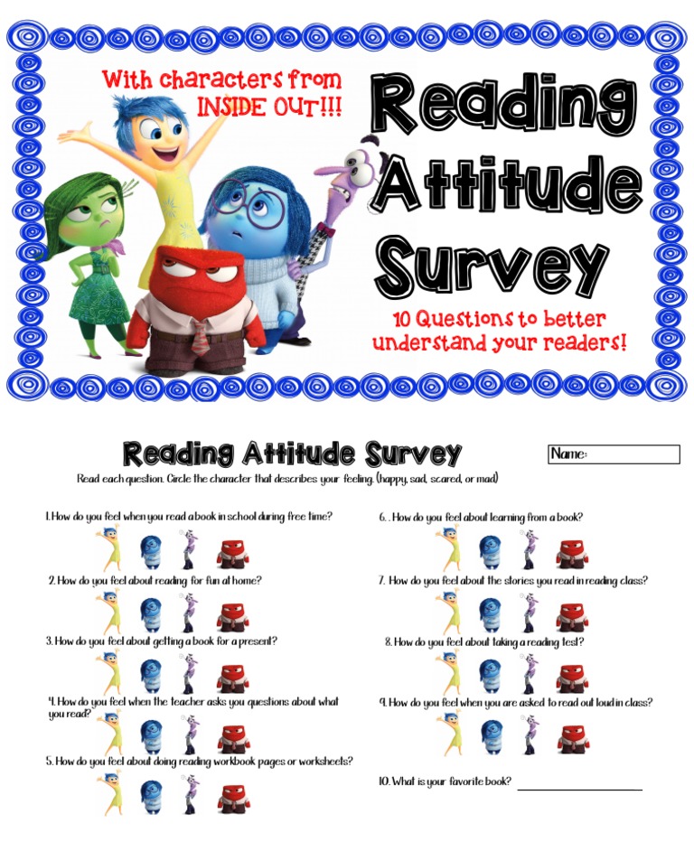 With Characters From Inside Out!!!: Reading Attitude Survey | PDF
