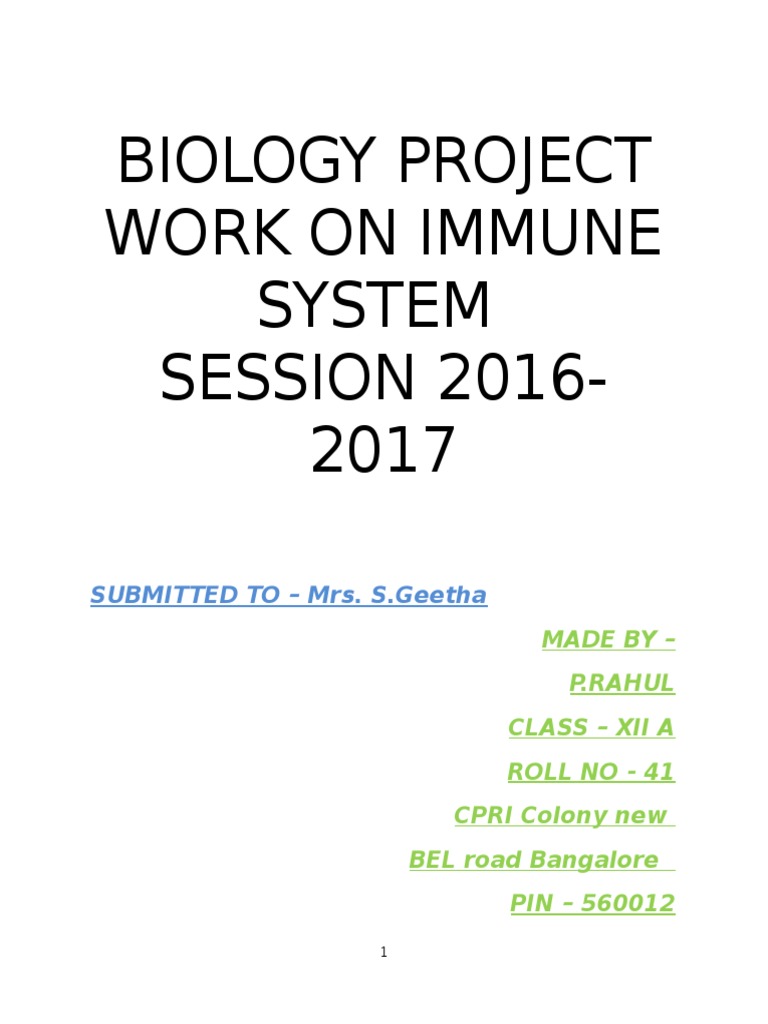Ip Project Biology | PDF | Granulocyte | Immune System