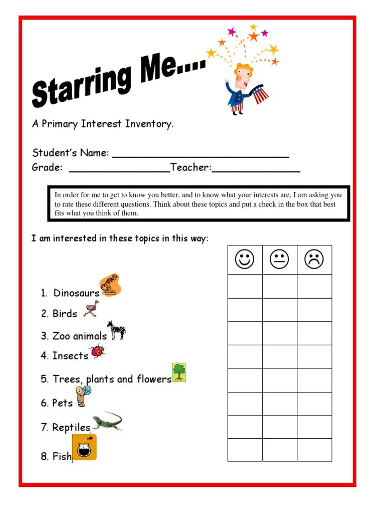 1st Grade Interest Inventory | PDF